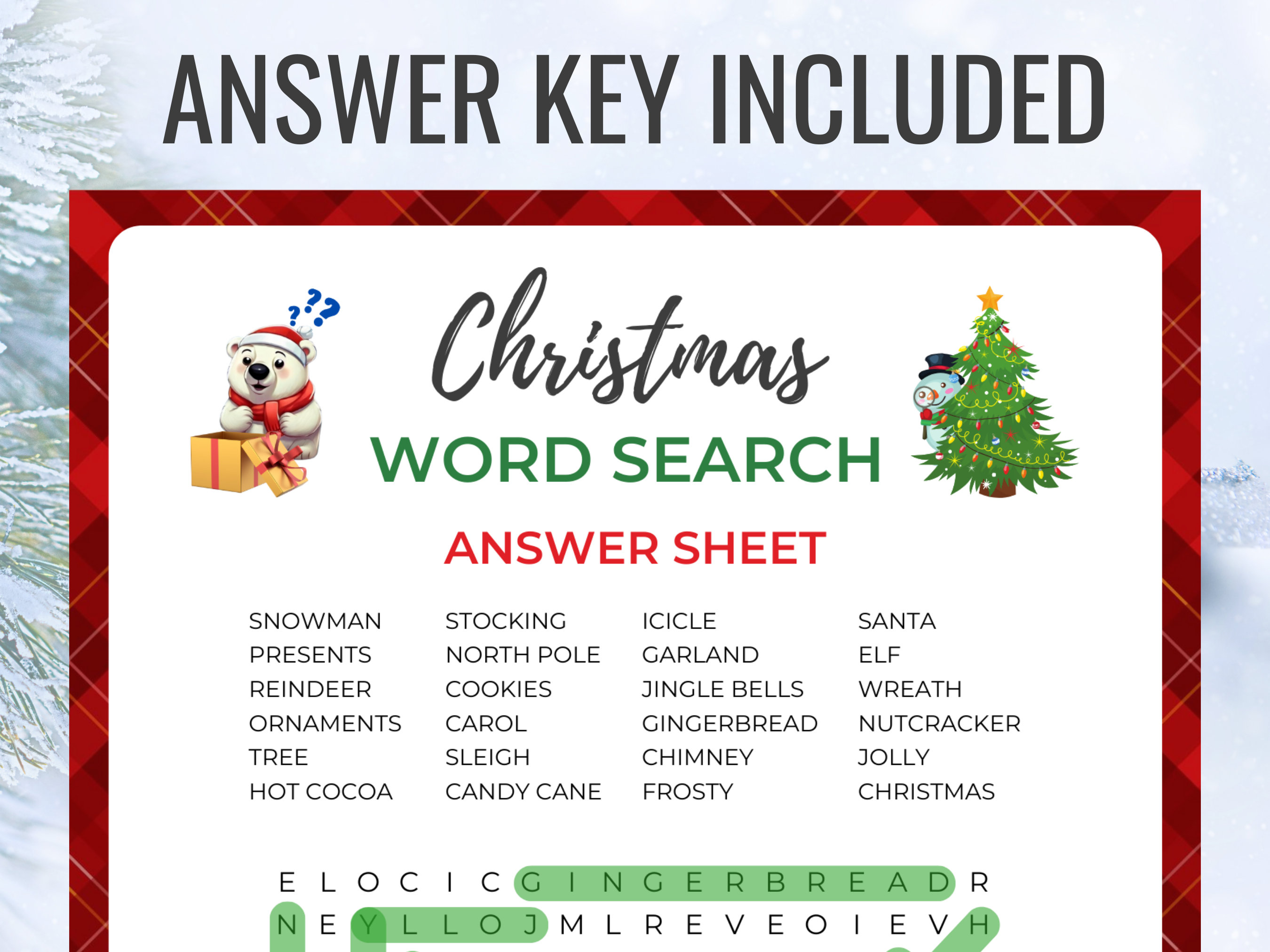 Christmas Word Search Puzzle Christmas Find A Word Christmas Holiday ...