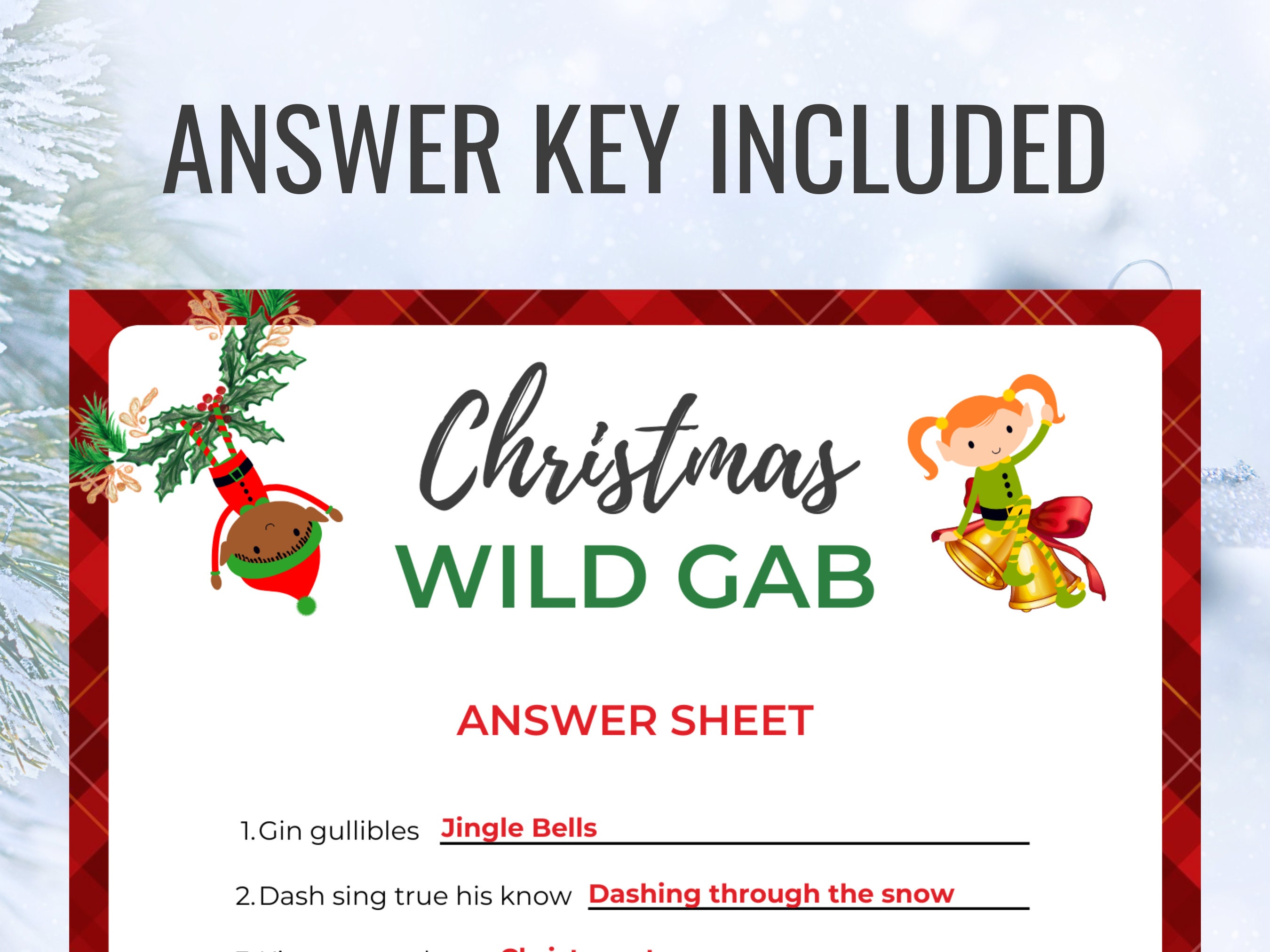 Wild Gab Game Cartoon Printable Christmas Games for Kids Christmas ...