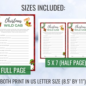 Wild Gab Game Cartoon Printable Christmas Games for Kids Christmas ...