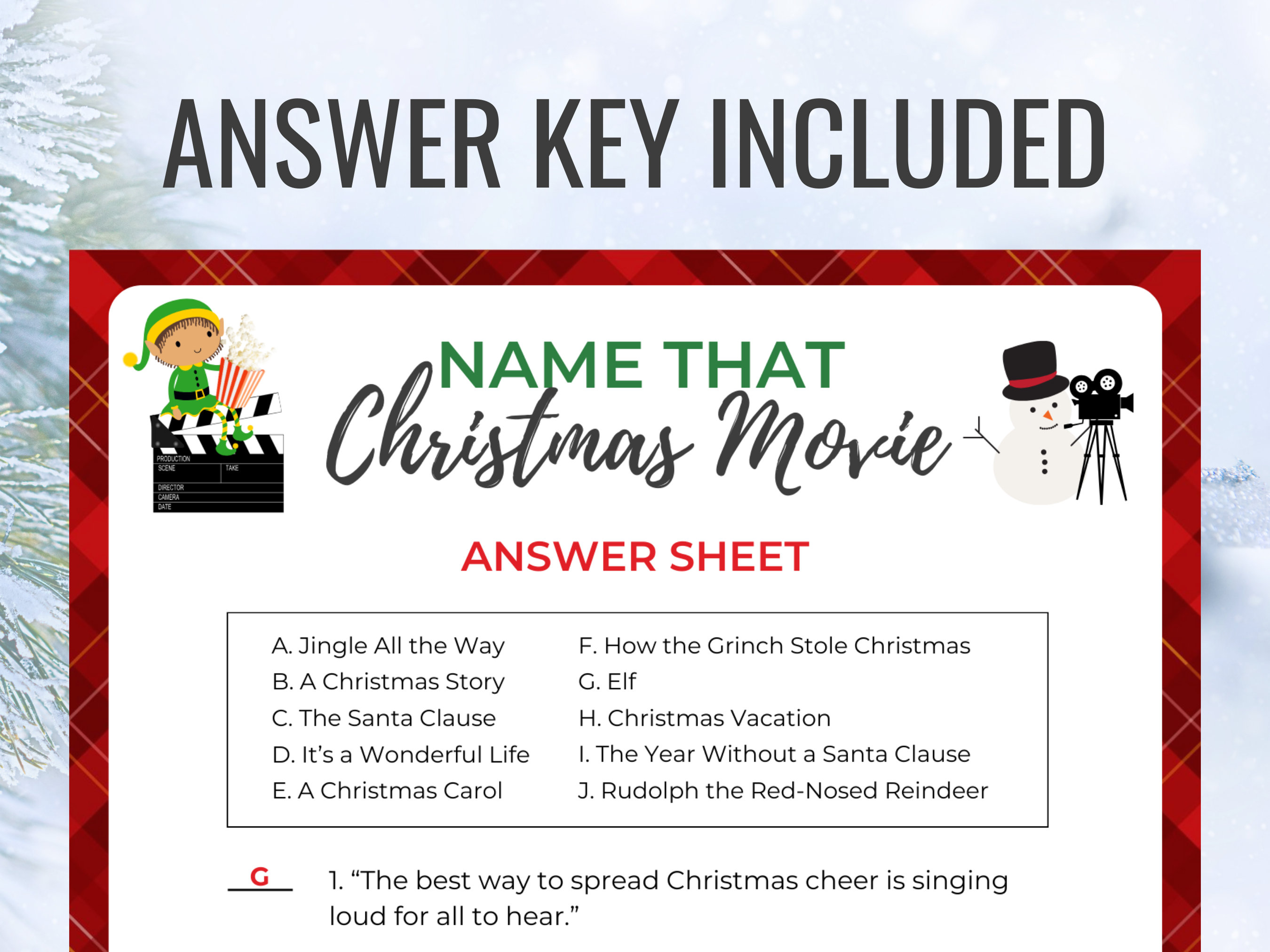 Name That Christmas Movie Game | Printable Christmas Game | Christmas ...