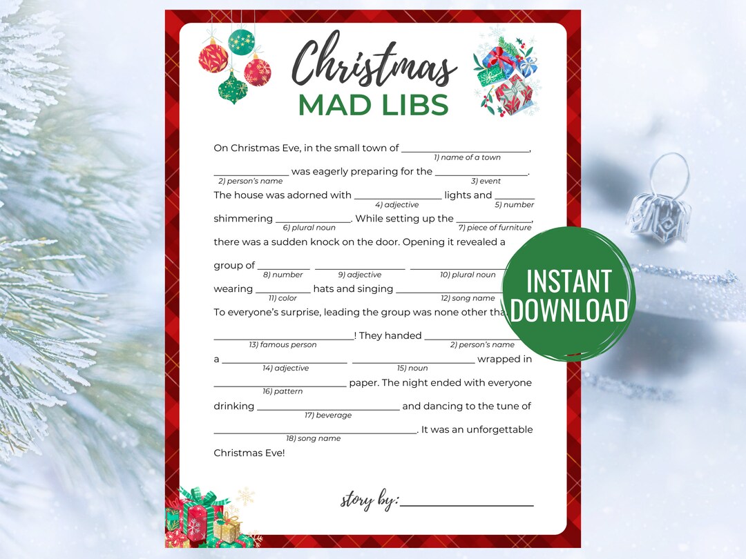 Christmas Mad Libs Game | Printable Holiday Party Activity (digital ...