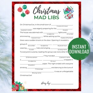 Christmas Mad Libs Game | Printable Christmas Game | Christmas Activity ...