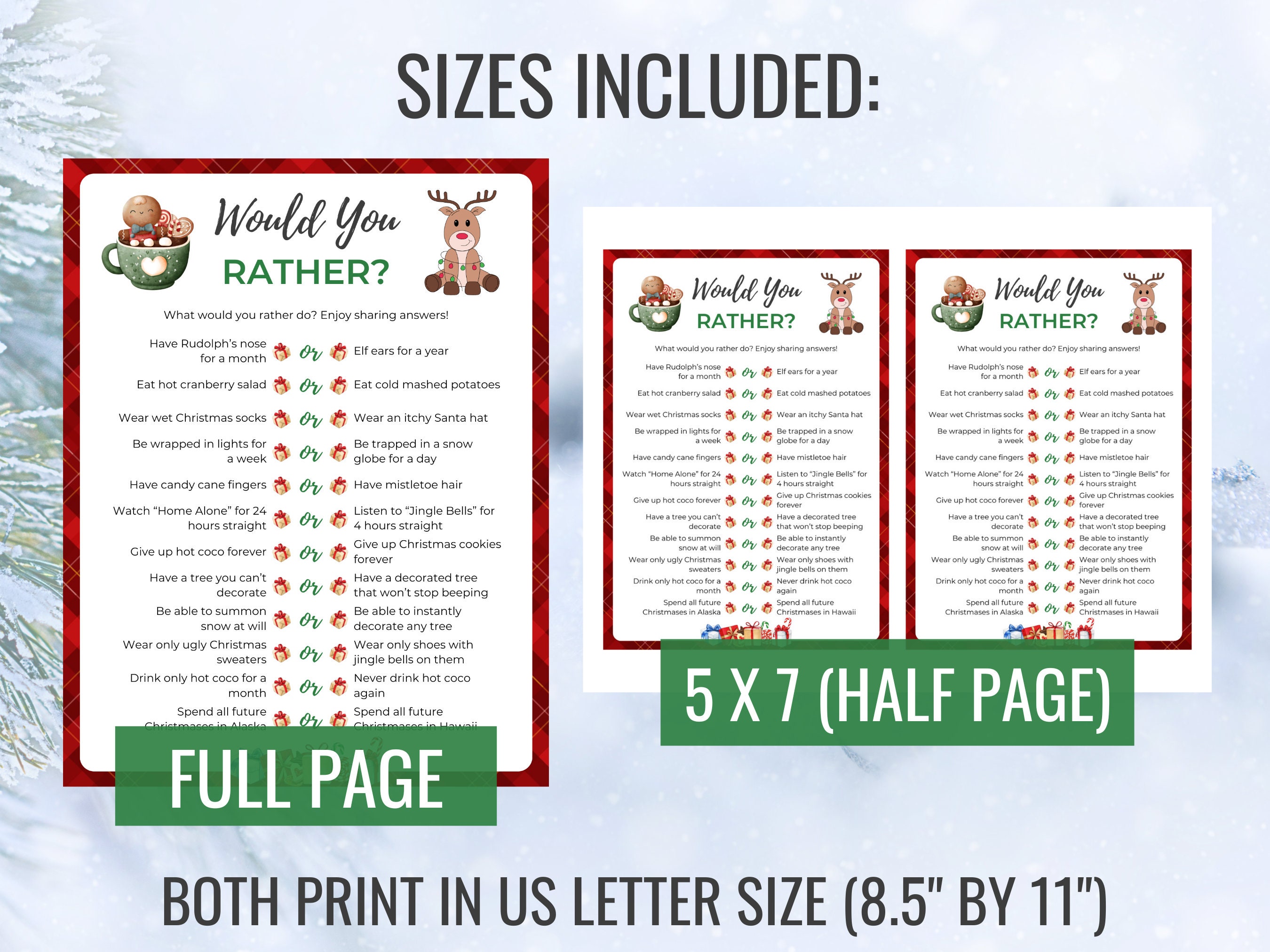 Printable Christmas Would You Rather Game | Holiday Party Activity ...