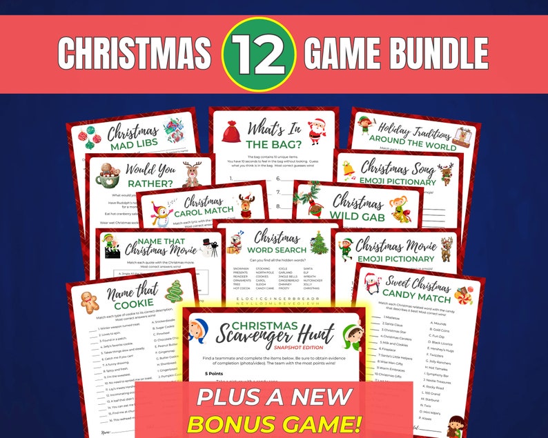 Printable Christmas Game Bundle Fun Christmas Party Games Family ...