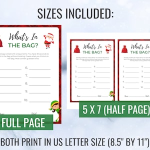What's in the Bag Christmas Game Printable Christmas Game Christmas ...