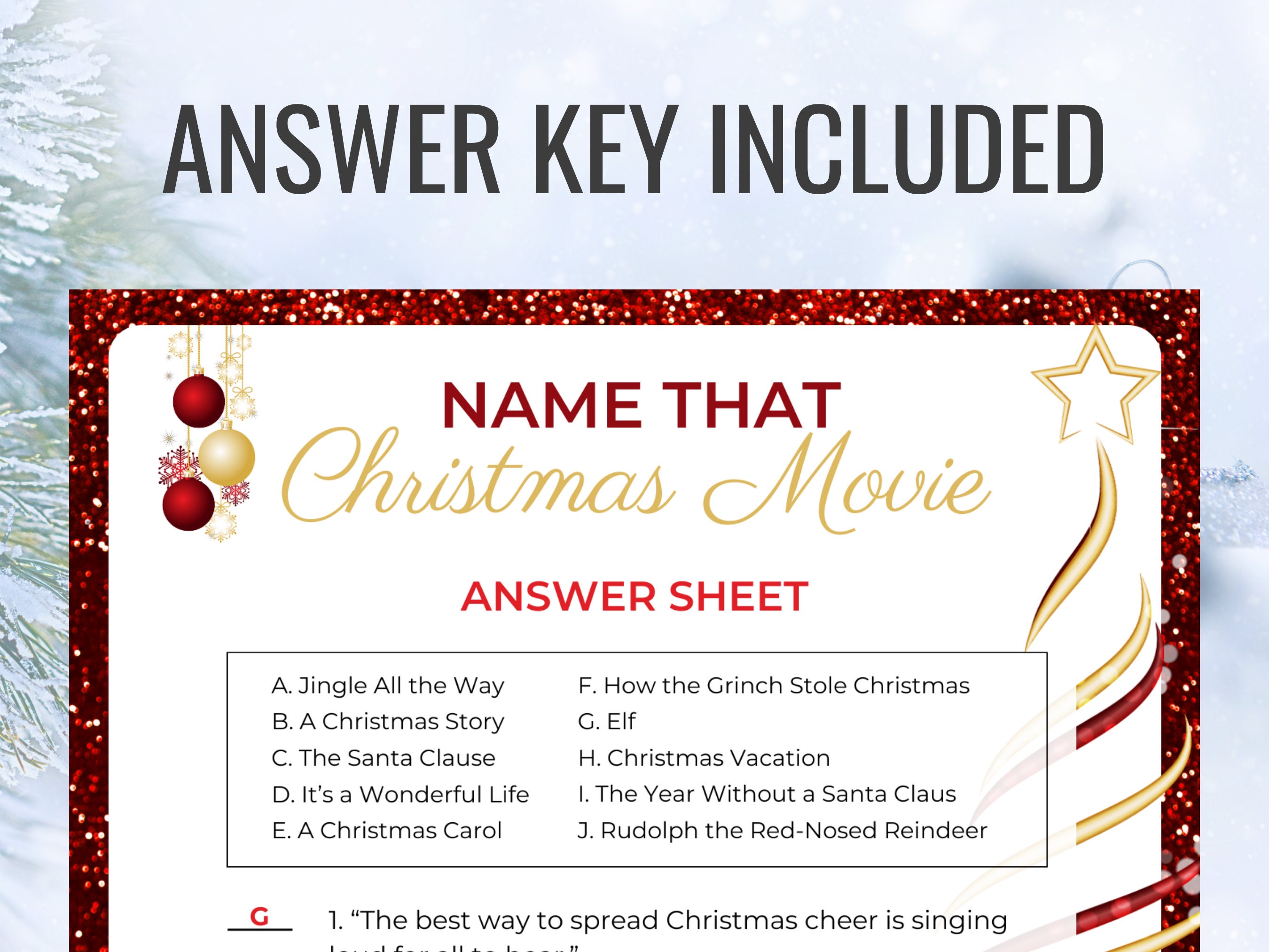 Name That Christmas Movie Game Printable Christmas Game Christmas ...