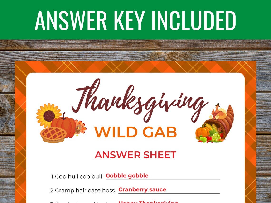 Wild Gab Game Fun Printable Thanksgiving Family Games for Thanksgiving ...