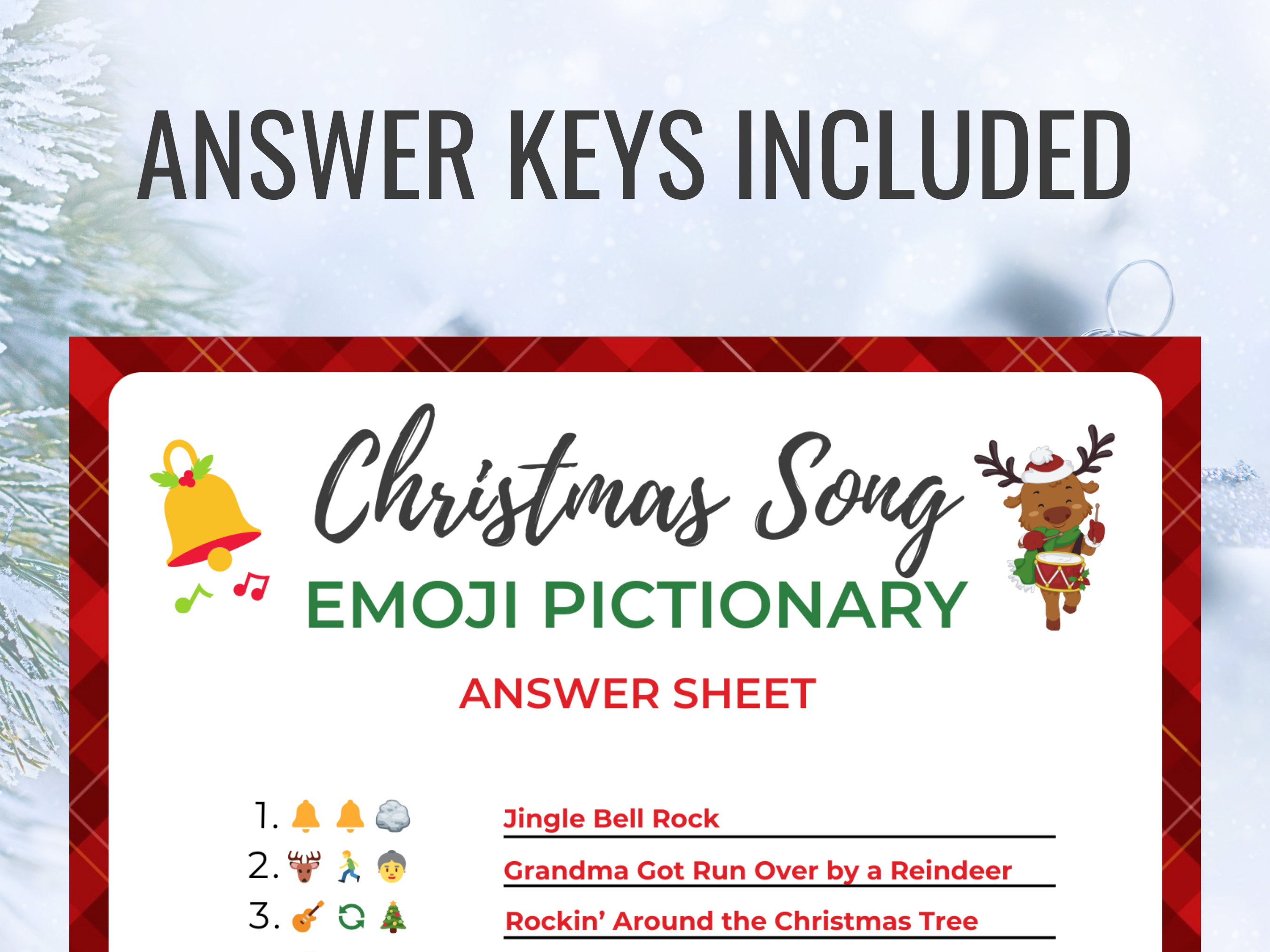 Super Fun Christmas Emoji Game Bundle 4 Emoji Pictionary Printable ...