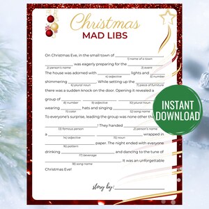Christmas Mad Libs Game Printable Christmas Game Christmas Activity ...
