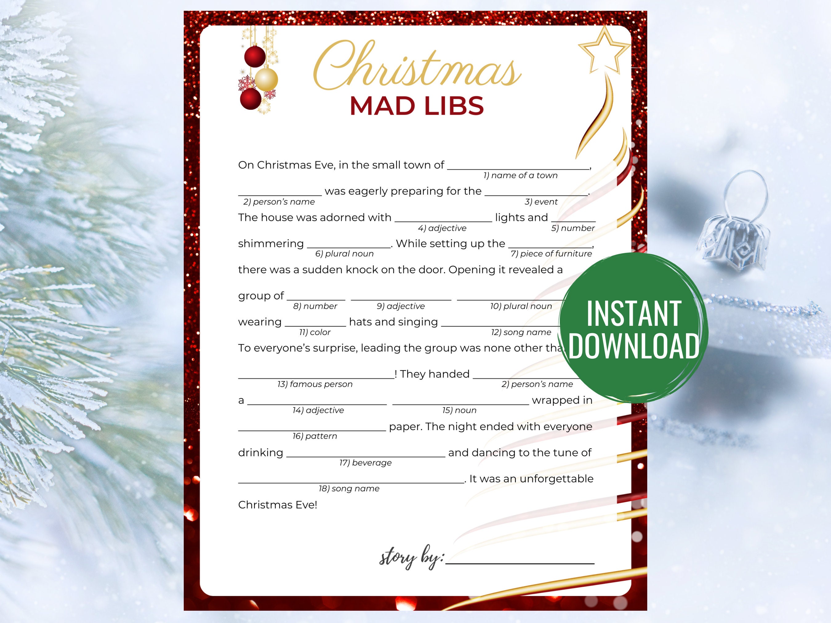 Christmas Mad Libs Game, Printable Holiday Party Activity (instant ...