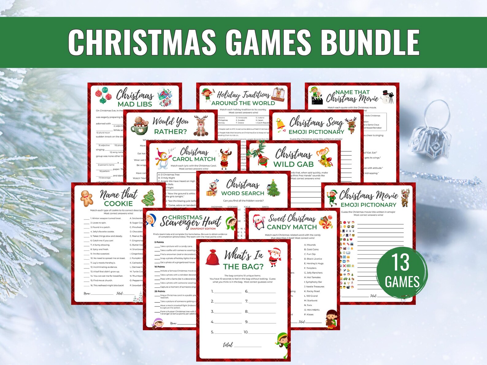 Printable Christmas Games Bundle, Family Holiday Party (digital ...