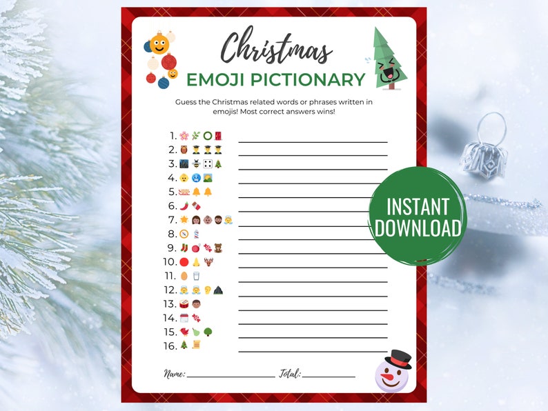 Christmas Emoji Pictionary Game | Holiday Party Fun (printable With ...