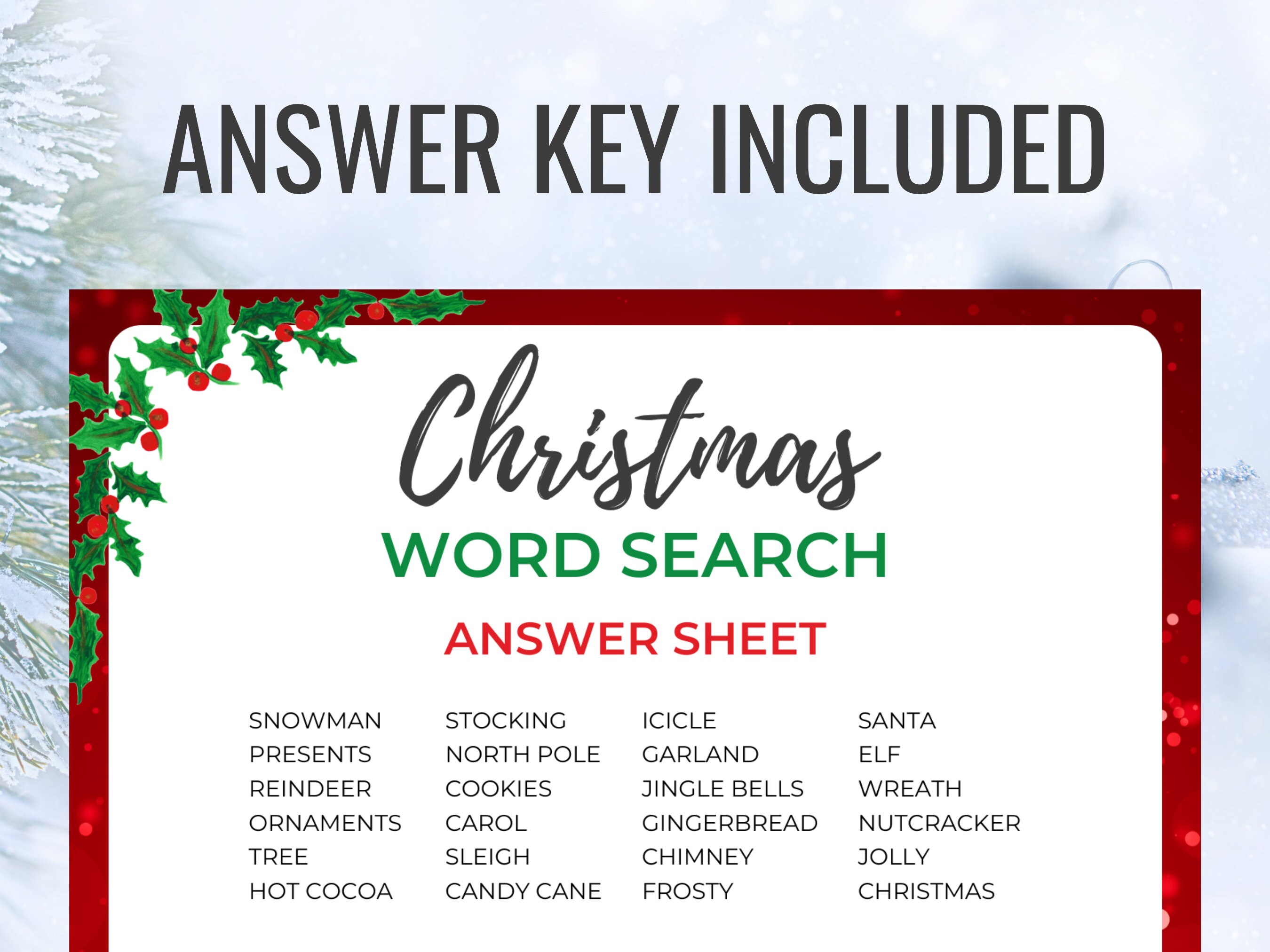 Christmas Word Search Puzzle Christmas Find A Word Christmas Holiday ...