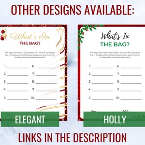 What's in the Bag Christmas Game Printable Christmas Game Christmas ...