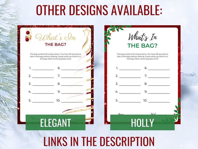 What's in the Bag Christmas Game Printable Christmas Game Christmas ...
