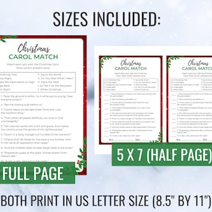 Christmas Carol Match Game Printable Christmas Game Christmas Activity ...
