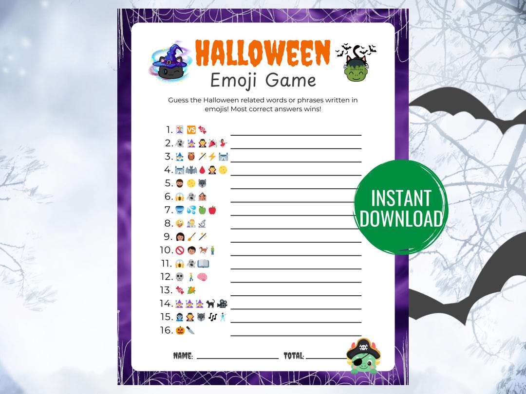 Halloween Emoji Pictionary Game | Printable Party Activity (digital ...