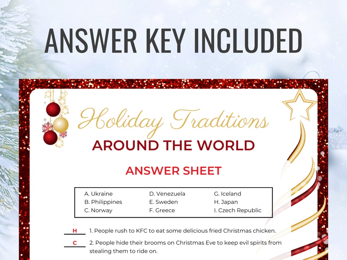 Holiday Traditions Around the World Game, Fun Christmas Party Activity ...