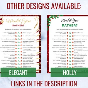 Printable Christmas Would You Rather Game | Holiday Party Activity ...