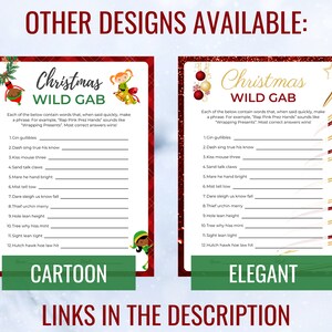Christmas Wild Gab Game, Printable Word Game (digital Download) - Etsy