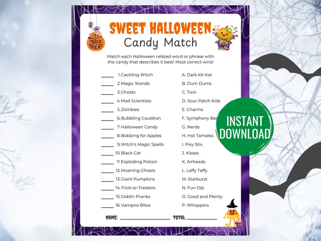 Sweet Halloween Candy Match Game | Halloween Party Games | Halloween ...