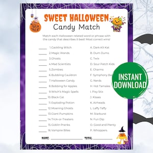Halloween Candy Match Game | Printable Party Activity (digital Download ...
