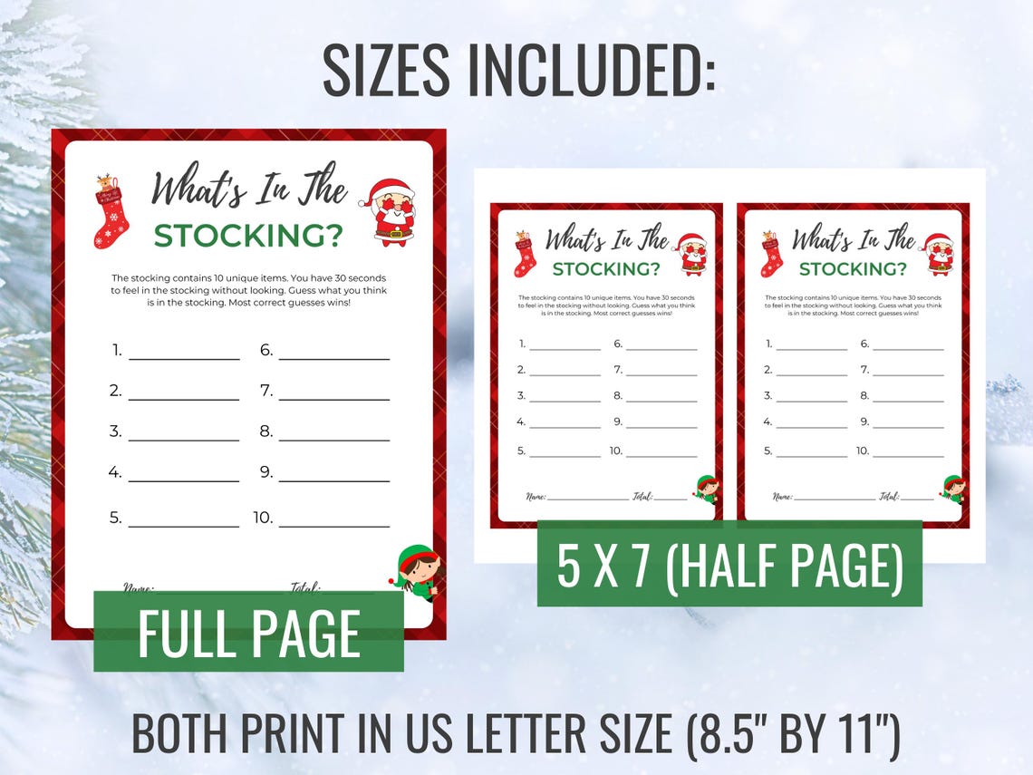 Whats in the Stocking Christmas Game Printable Christmas Game Christmas ...