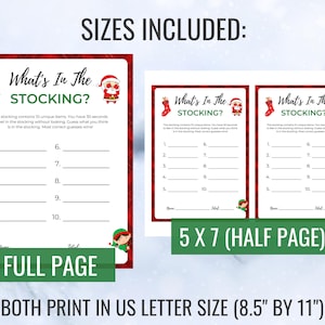 Whats in the Stocking Christmas Game Printable Christmas Game Christmas ...