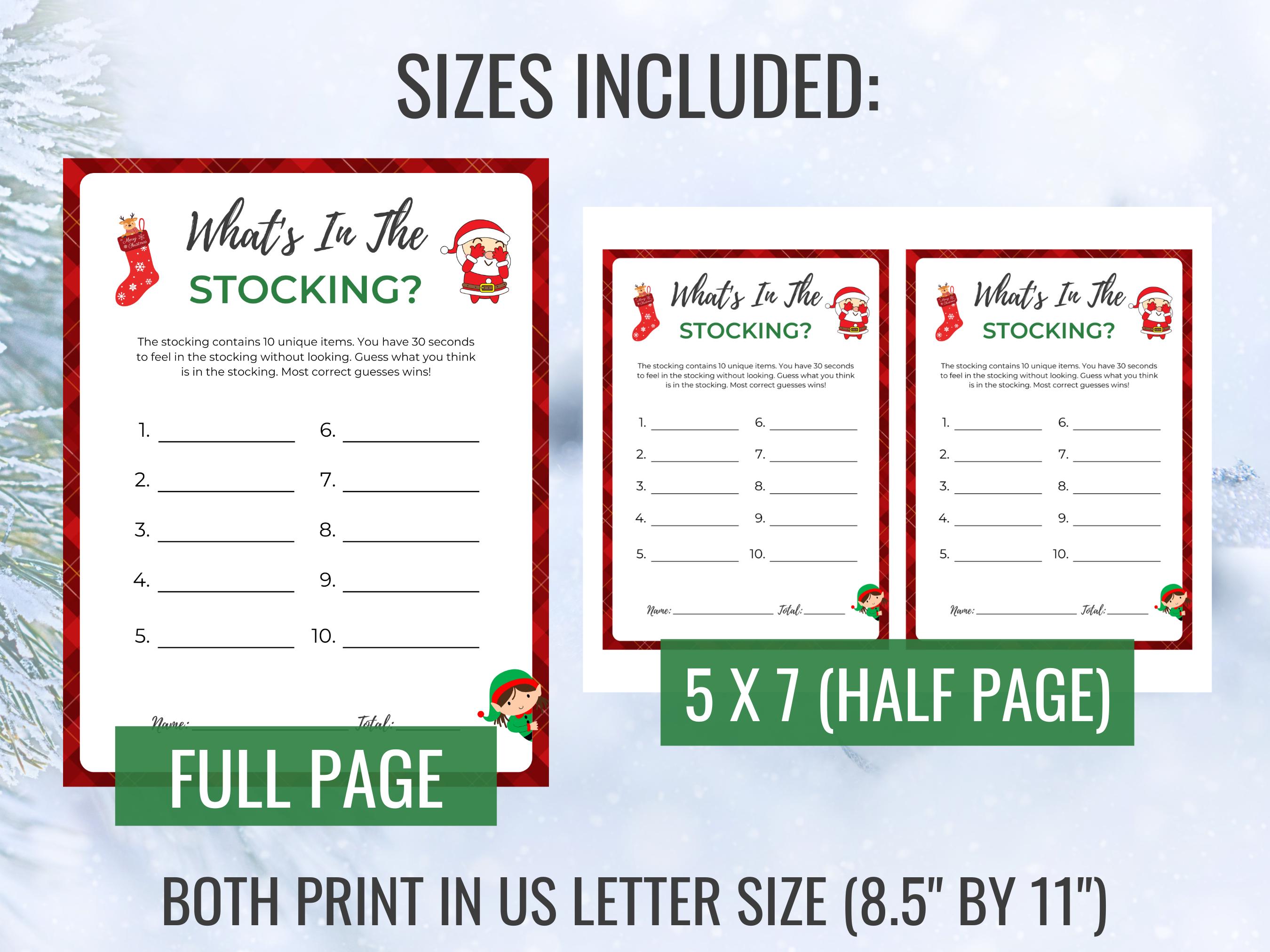 Whats in the Stocking Christmas Game Printable Christmas Game Christmas ...