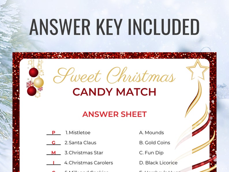 Sweet Christmas Candy Match Game Printable Christmas Game Christmas ...