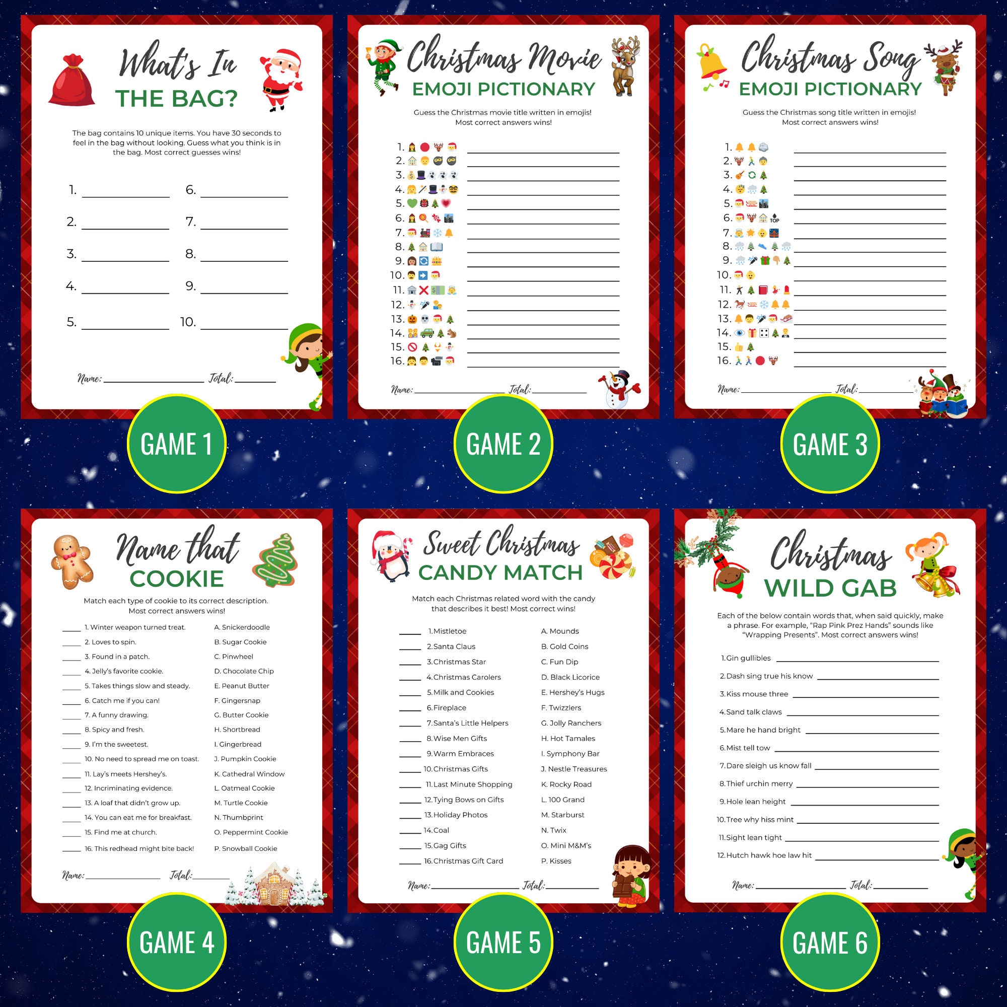 Printable Christmas Game Bundle Fun Christmas Party Games Family ...