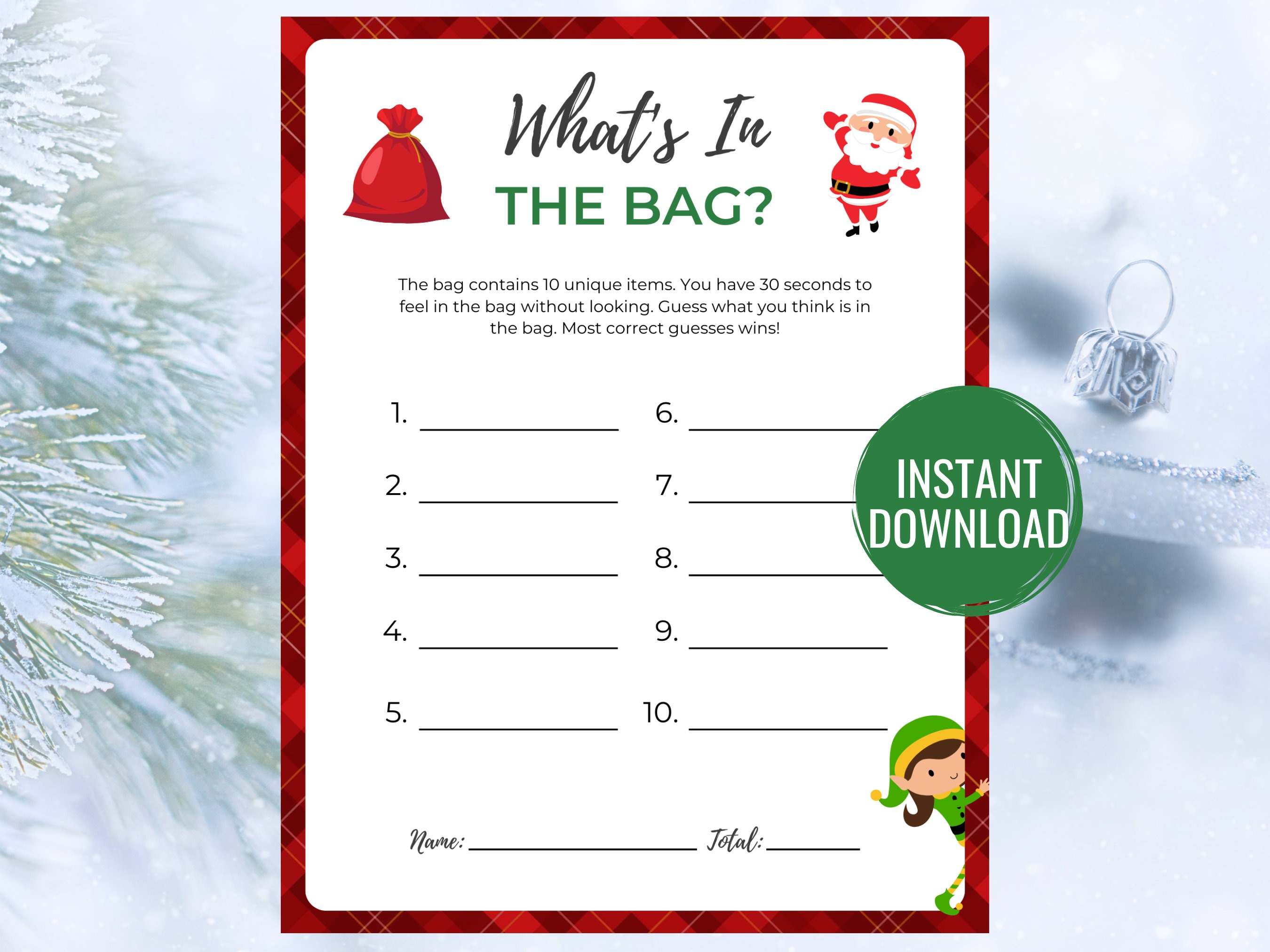 What's in the Bag Christmas Game Printable Christmas Game Christmas ...