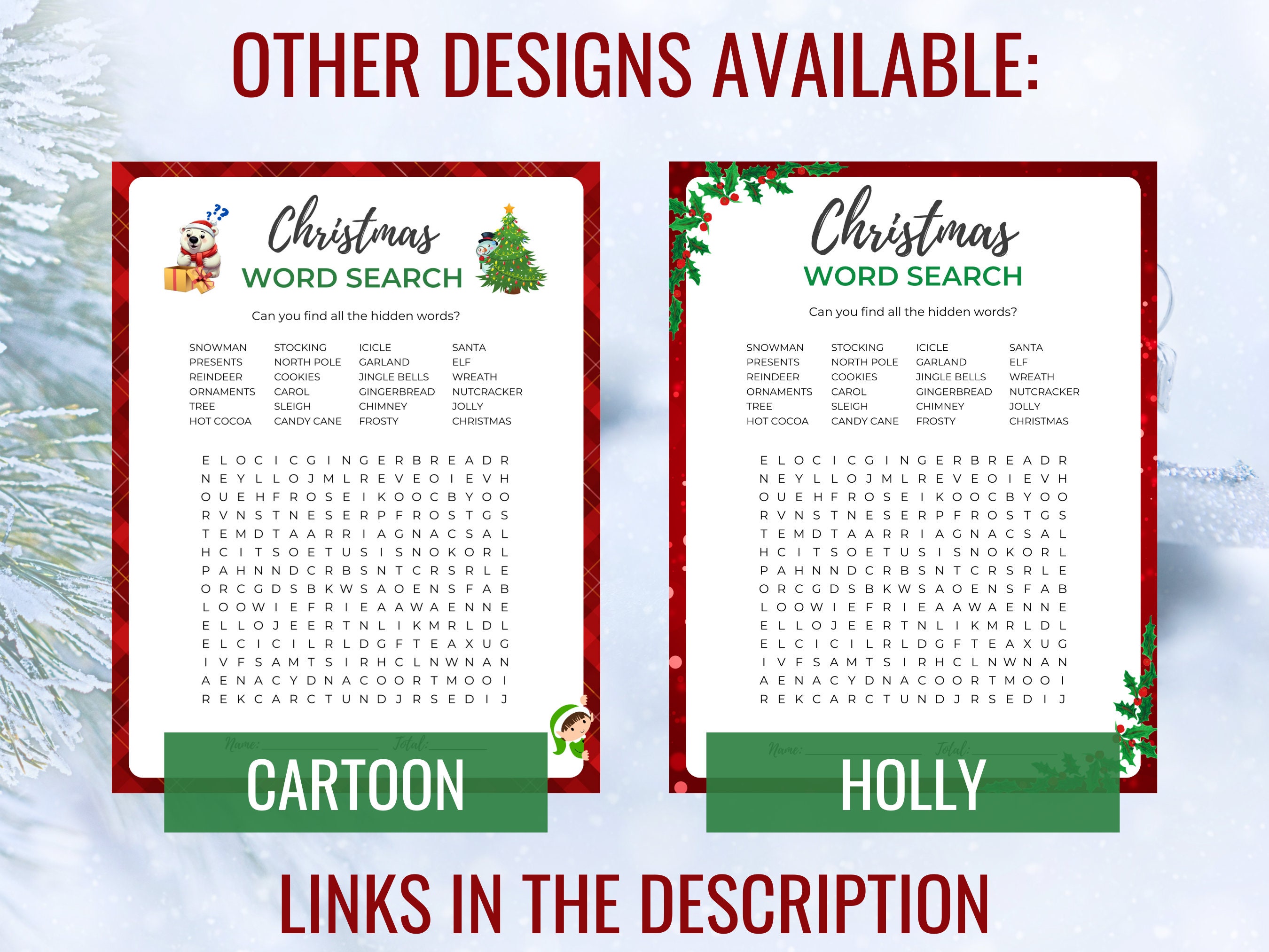 Christmas Word Search Puzzle Christmas Find A Word Christmas Holiday ...