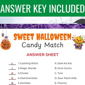 Halloween Candy Match Game | Printable Party Activity (digital Download ...