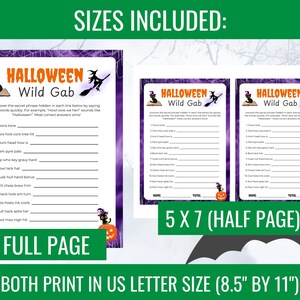 Halloween Wild Gab Game, Purple Printable Party Game (digital Download ...