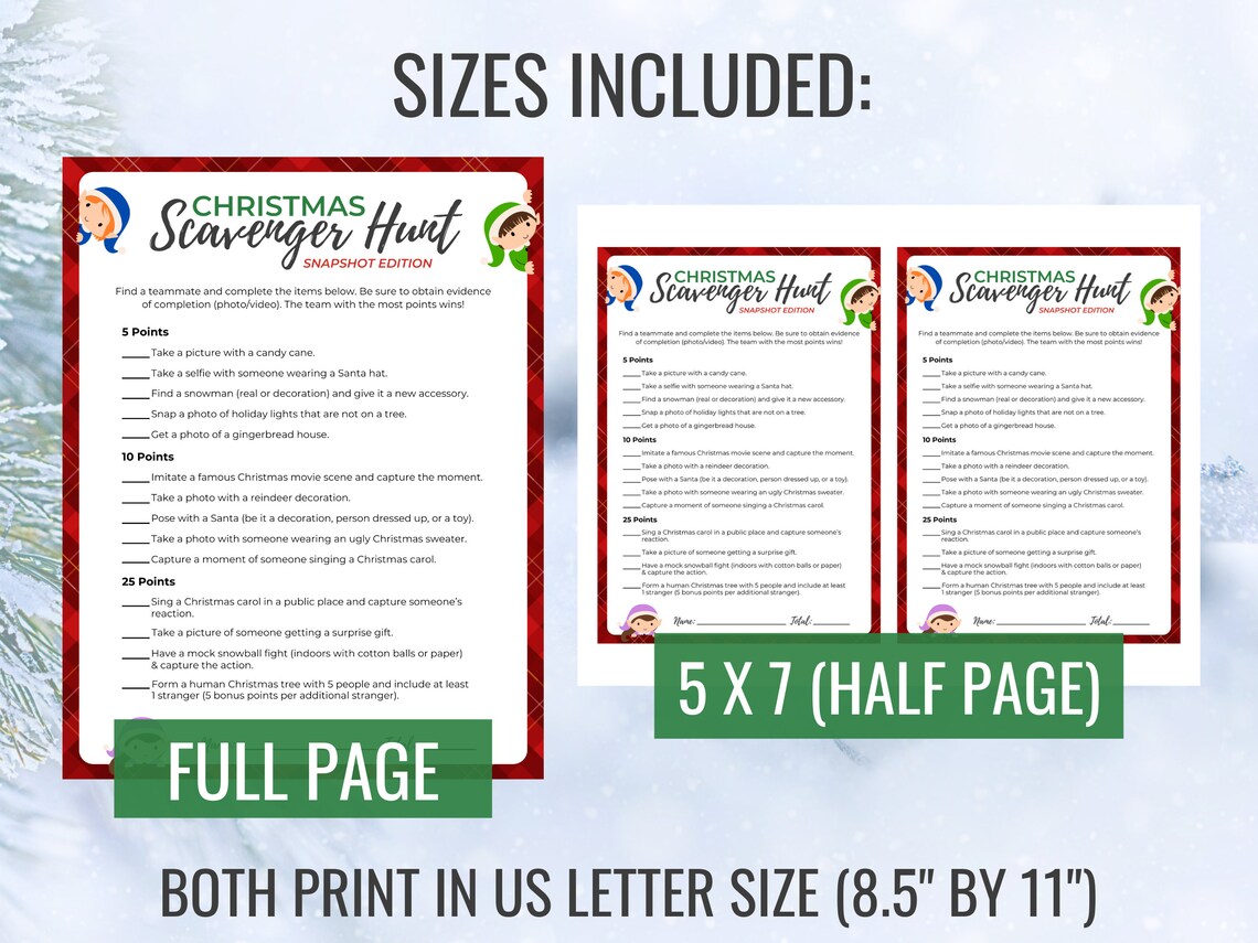Scavenger Hunt Christmas Game Snapshot Edition | Printable Christmas ...