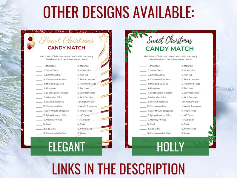 Sweet Christmas Candy Match Game | Printable Holiday Activity (digital ...