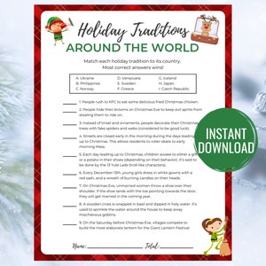 Holiday Traditions Around the World Game Printable Christmas Game ...