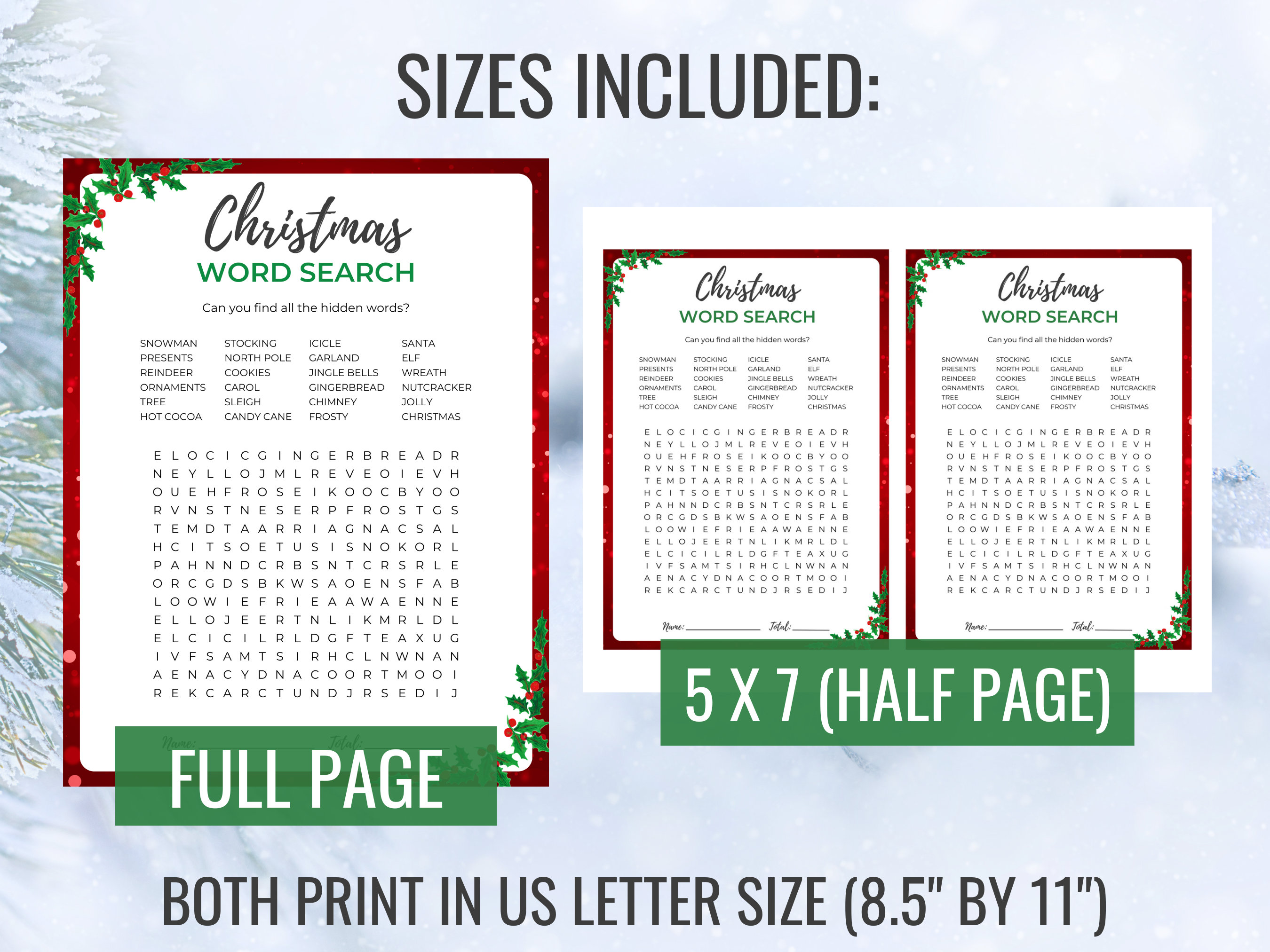Christmas Word Search Puzzle Christmas Find A Word Christmas Holiday ...