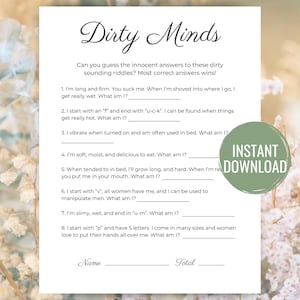 Dirty Minds Fun Bridal Shower Games Dirty Bridal Shower Games Printable ...