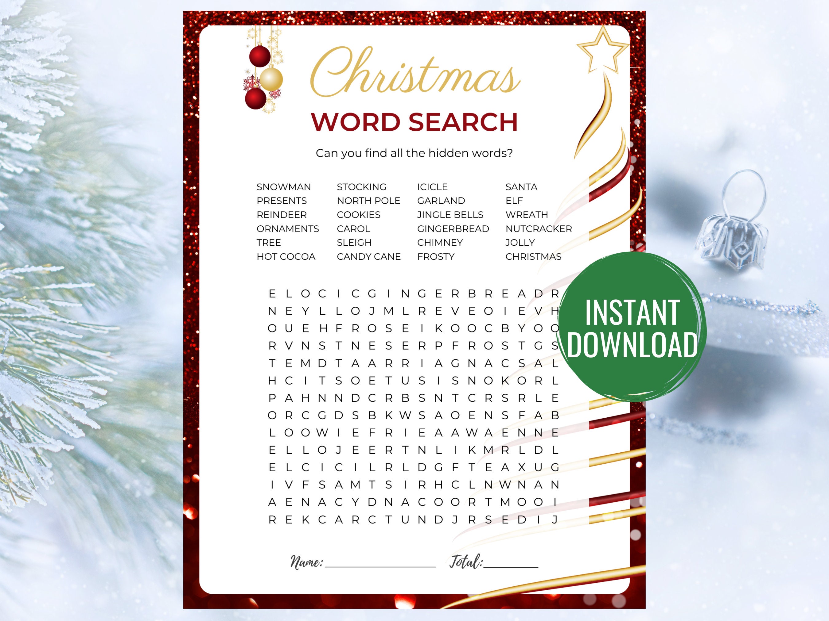 Christmas Word Search Puzzle Christmas Find A Word Christmas Holiday ...