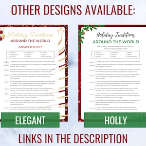 Holiday Traditions Around the World Game Printable Christmas Game ...