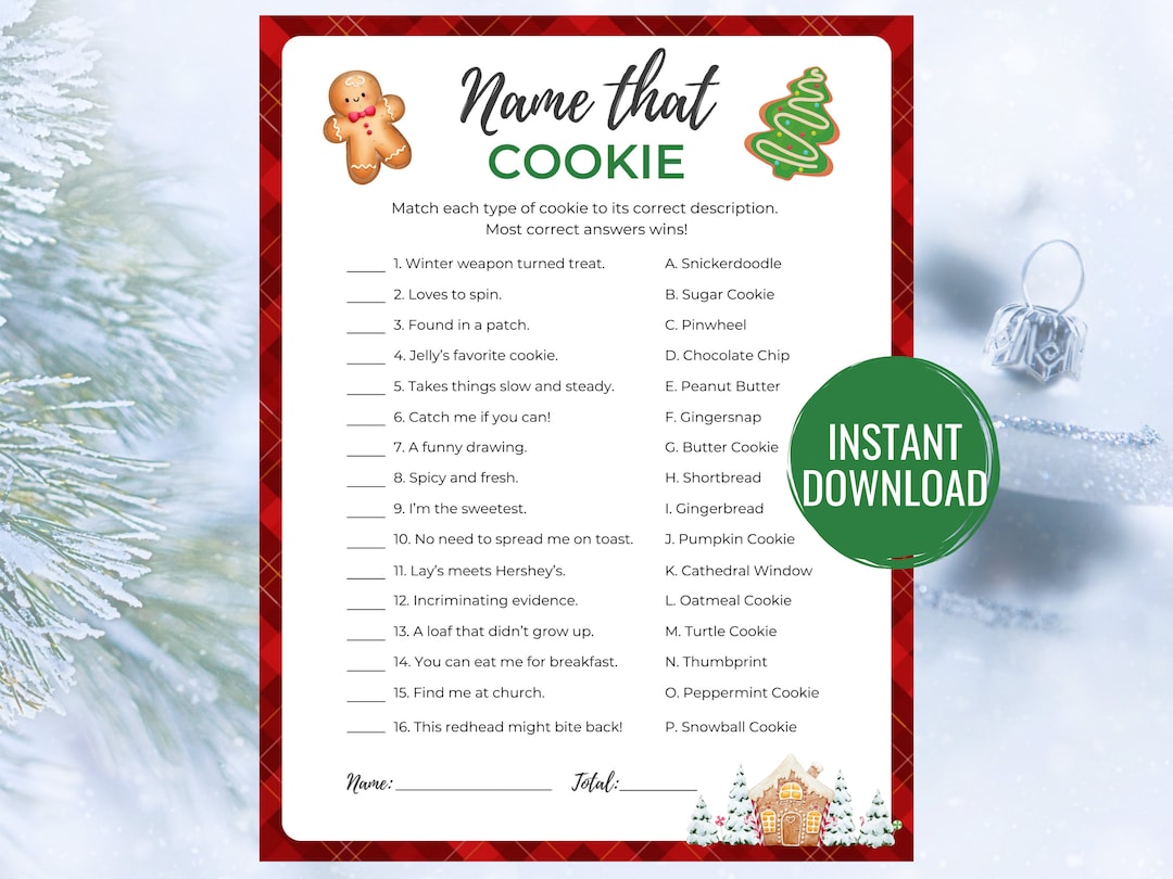 Name That Cookie Fun Christmas Game | Christmas Activity Sheet ...
