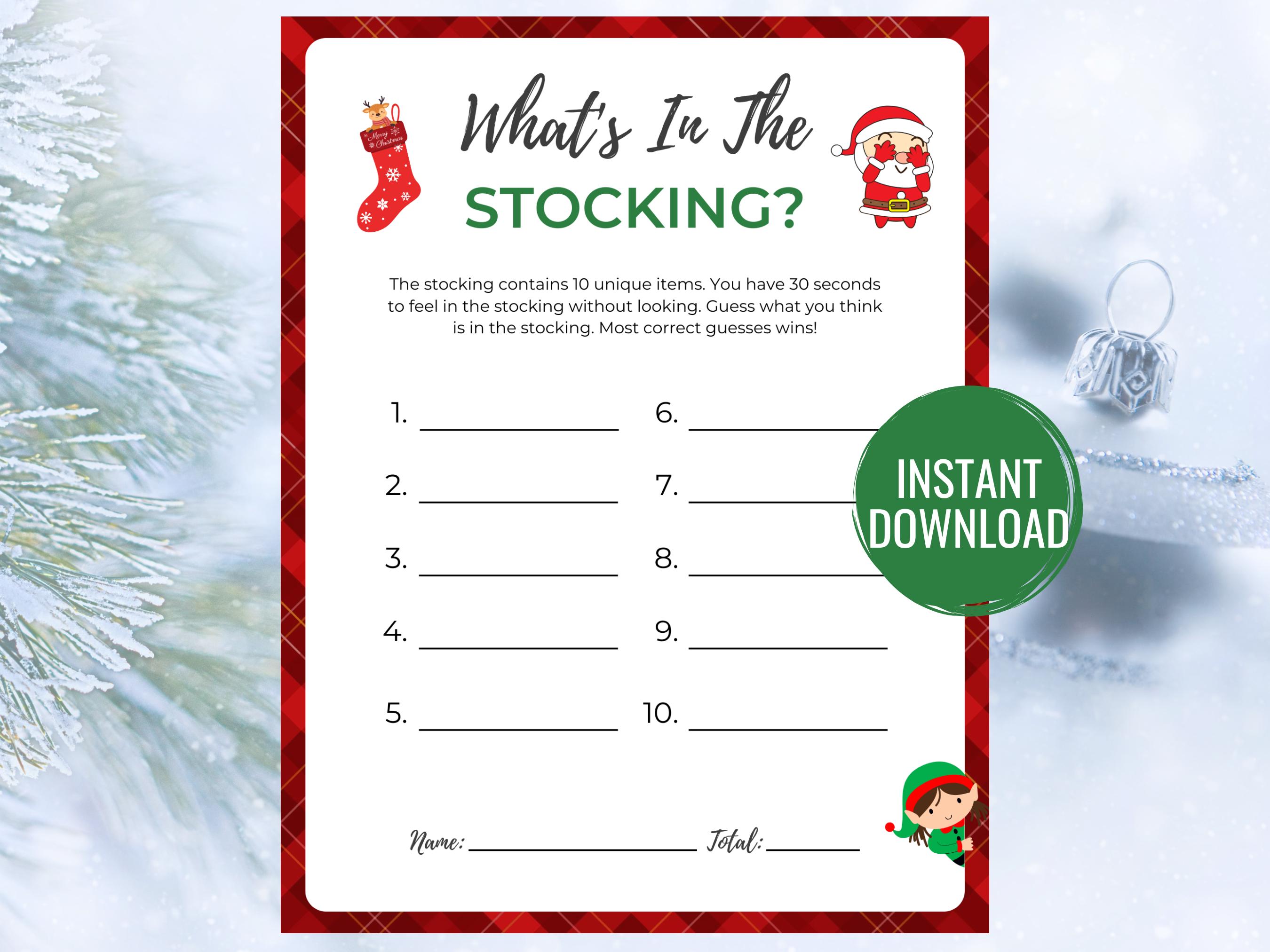Whats in the Stocking Christmas Game Printable Christmas Game Christmas ...