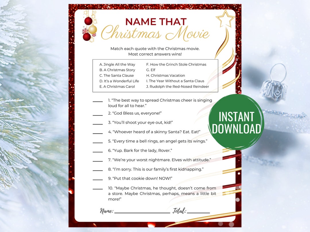Name That Christmas Movie Game Printable Christmas Game Christmas ...