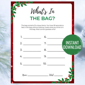 What's in the Bag Christmas Game, Printable Holiday Activity (digital ...