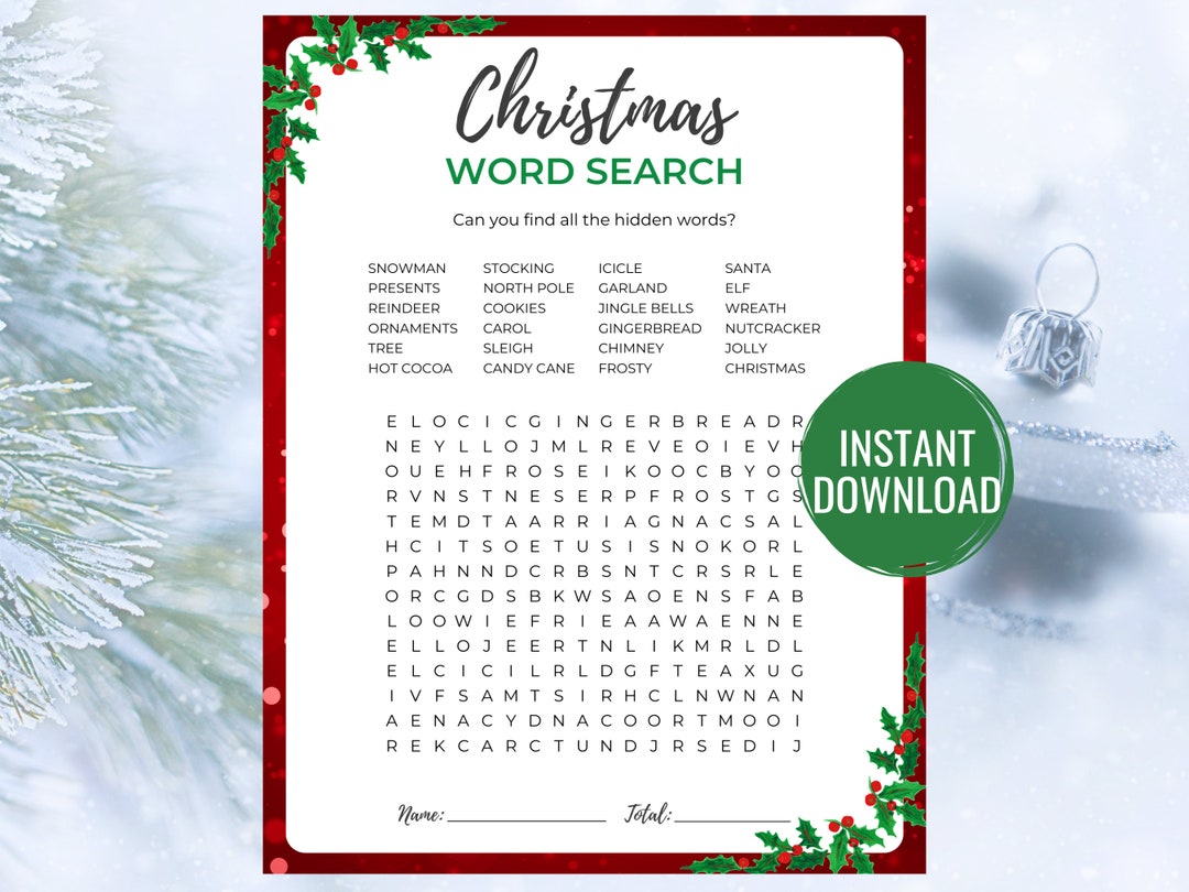 Christmas Word Search Puzzle Christmas Find A Word Christmas - Etsy