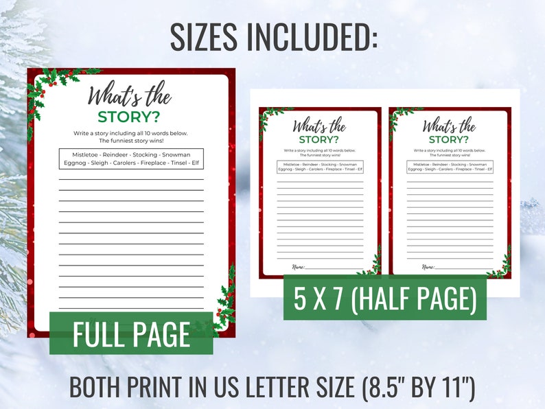 What's the Story Christmas Game, Printable Holiday Party Activity (digital Download) - Etsy
