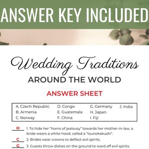 Wedding Traditions Around the World Fun Bridal Shower Games Printable ...