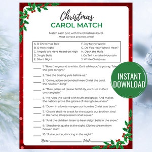 Christmas Carol Match Game Printable Christmas Game Christmas Activity ...